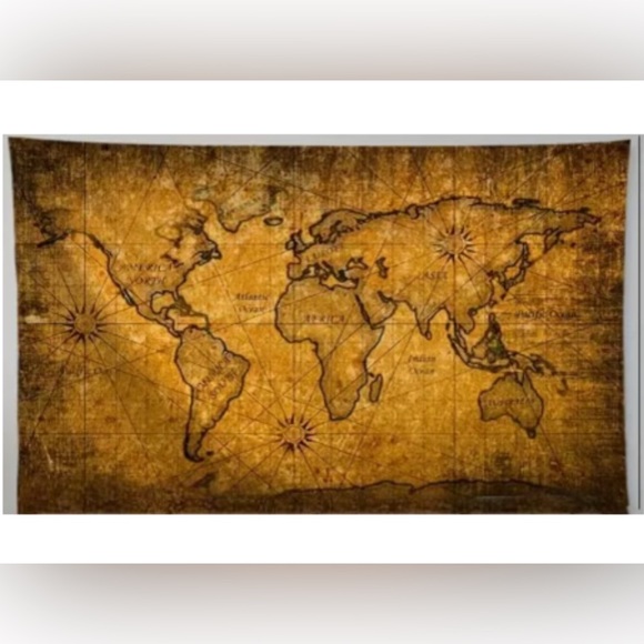 Wall Decor | Gold Brown Vintage Rustic World Map Tapestry | Poshmark